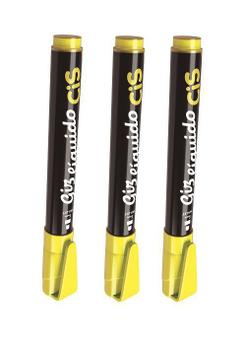 Caneta Giz Líquido P/Vidro Lousa Vitrine Amarelo Kit com 3 - CIS ...