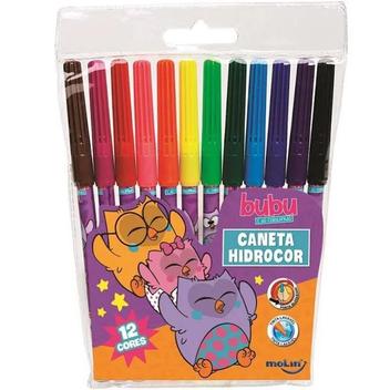 Caneta Hidrocor 12 Cores- Bubu e as Corujinhas- Molin - Molin - Caneta - Magazine Luiza