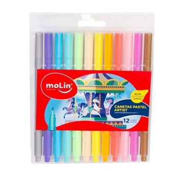 Caneta Hidrocor Pastel Artistic C/ 12 Cores - Molin - Caneta - Magazine Luiza