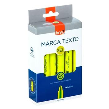 Caneta marca texto em gel retratil cor amarelo fluorescente cx com 12 unidades - brw - Caneta ...