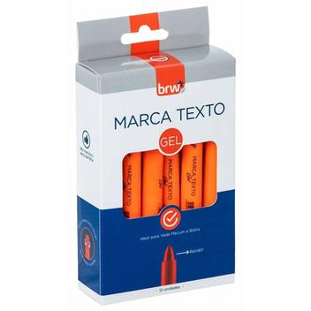 Caneta marca texto em gel retratil cor laranja fluorescente cx 12 unidades - brw - Caneta Marca ...