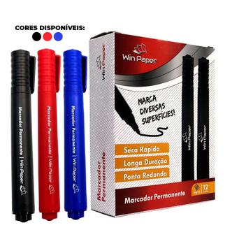 Caneta Marca Texto Permanente Retroprojetor Com 12 Unidades - Win Paper ...