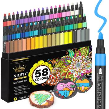 Canetas de tinta acrílica NICETY 58 cores para rocha, madeira e ...