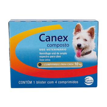Canex Composto para Cães Vermífugo Oral 1 Comprimido para Cada 10kg de ...