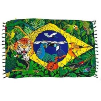 Canga Praia Brazil Fauna Diversas Flora Moda Verão Beach Bandeira ...