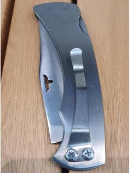 Canivete de Bolso Aço Inox 420 com Presilha Cromado Afiado Caça Pesca P ...
