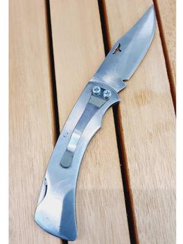 Canivete de Bolso Aço Inox 420 Cromado com Presilha Afiado Caça Pesca G ...