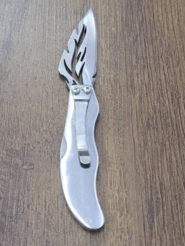 Canivete de Bolso Aço Inox 420 Cromado com Trava Presilha Folha ...