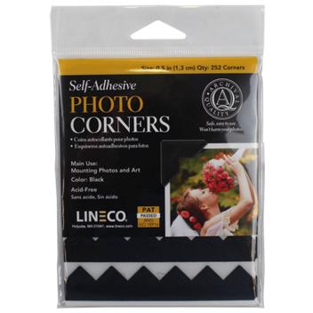 Cantos fotográficos autoadesivos Lineco sem ácido, 0,5 polegadas, preto ...