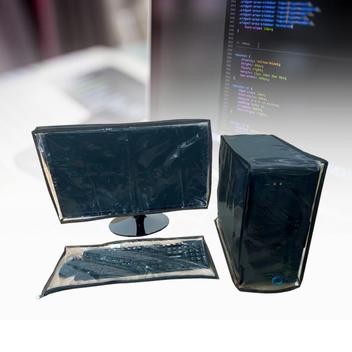 Capa computador pc monitor 22,23 e 24 pol + cpu + teclado c/ zíper ...