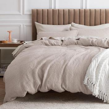 Capa de Edredom Bedsure King - Algodão Waffle Weave com Design em Linho ...