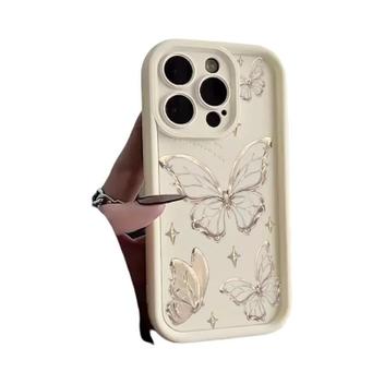 Capa de Silicone com Borboleta Dourada para iPhone 15/14/13/12/11 - Design Elegante - Capinha de ...
