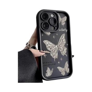 Capa de Silicone com Borboleta Dourada para iPhone 15/14/13/12/11 - Design Elegante - Capinha de ...