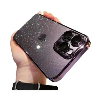 Capa de Telefone Luxo Galvanizada com Glitter para iPhone 16/15/14/13/12 Pro Max - Capinha de ...