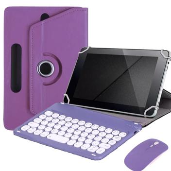 Capa Giratória p/ Tablet Mirage 7 Pol + Teclado Bluetooth c/ Mouse Roxo ...