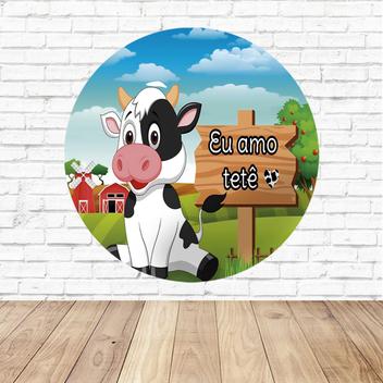 Capa para Painel Redondo Amo Meu Tetê Tecido Sublimado Veste Fácil 1,50mx1,50m Festa Aniversário ...