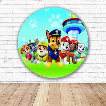 Capa para Painel Redondo Patrulha Canina Tecido Sublimado Veste Fácil 1,50mx1,50m Festa ...