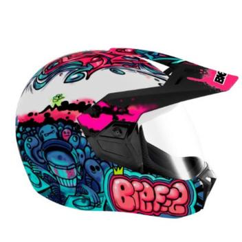Capacete 3 Sport Walls Branco Fosco com Colorido Bieffe - Capacete de ...