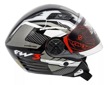 Capacete Aberto Fw3 X Open Up Grafite Preto Branco C/ Oculos - Capas ...