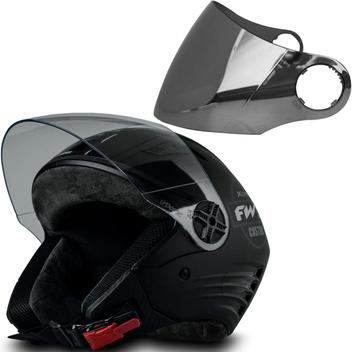 Capacete Custom Preto Fosco Grafite Tam 60 Viseira Cromada - FW3 ...