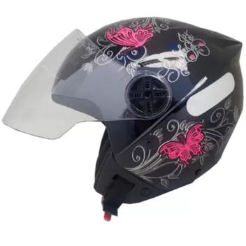 Capacete ebf new spark jet borboleta femi preto/rosa - 58 - EBF IND. E ...