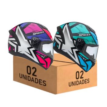 Capacete Feminino Masculino Peels Spike Il 1st Rosa e Verde Agua Kit 2 ...