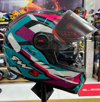 Capacete FW3 GTX FOX Azul Tifany, com óculos interno - Capas para Moto ...