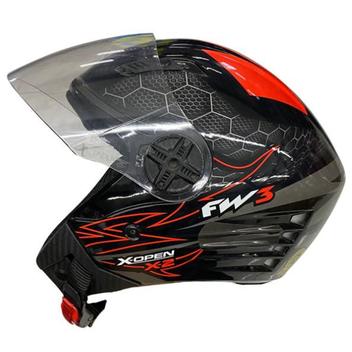 Capacete Fw3 X Open X2 Preto Brilhante / Vermelho - Capas para Moto ...