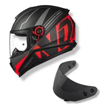 Capacete norisk razor full preto/vermelho fosco mais viseira fumê ...