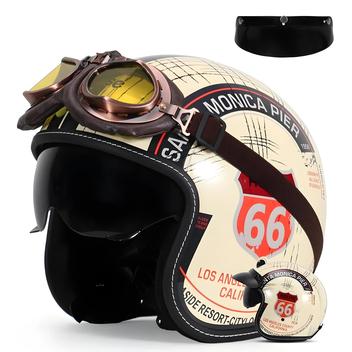 Capacete Retrô 3/4 Aberto - Design Vintage para Homens e Mulheres ...