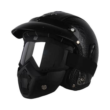 Capacete Retro Vintage de Couro para Motocicleta - Estilo Clássico ...