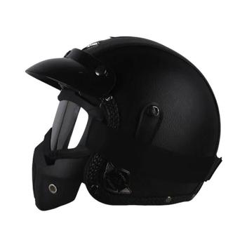 Capacete Retro Vintage de Couro para Motocicleta - Estilo Clássico ...