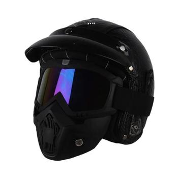 Capacete Retro Vintage de Couro para Motocicleta - Estilo Clássico ...
