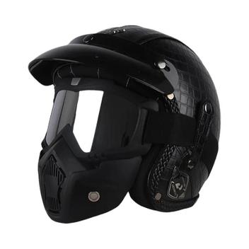 Capacete Retro Vintage de Couro para Motocicleta - Estilo Clássico ...