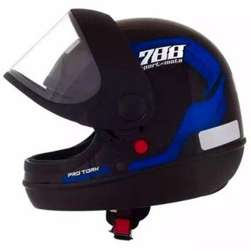 Capacete Sport Moto 788 Preto e Azul Tamanho 58 CAP-495AZ - Pro Tork ...