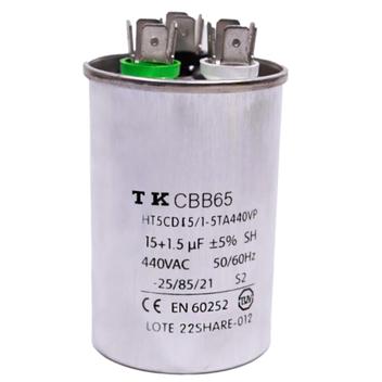 Capacitor De Partida 15uf+1,5uf 440V 50x90mm (Fast-on) - TK - Capacitor - Magazine Luiza