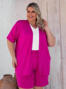 Cardigan manga curta KIMONO Malha Plus Size verão - Curvy Plus - Casaco ...