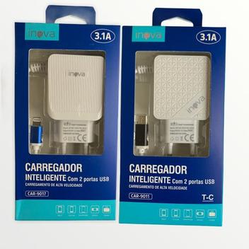 Carregador de Celular ultra rápido INOVA 3.1 Tipo C 2USB - Lenox ...