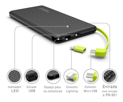 Carregador Portátil 10000mah Powerbank Pineng Original Pn951 Kaidi ...
