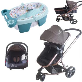 Carrinho De Bebê C/ Bebê Conforto Moisés + Banheira Dobrável - Color ...