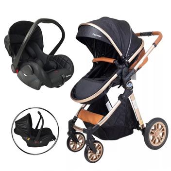 Carrinho de bebe europeu luxo 3 em 1 ares plus + bebe conforto preto ...