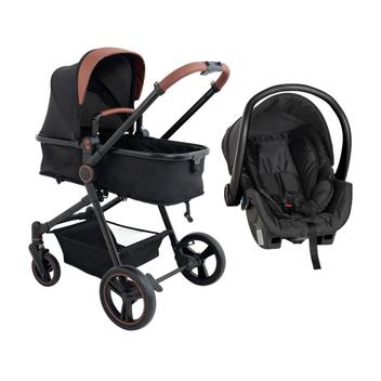 Carrinho De Bebê Passeio Berço Moisés Ivy Preto Com Bebê Conforto Preto ...