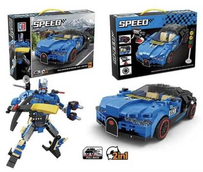 Carro Azul ou Robô Transformers de montar Brinquedo 2 em 1 328 Peças ...