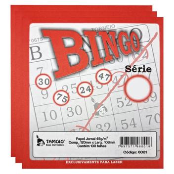 Cartela de Bingo Jornal 100 Folhas Tamoio 15 Unidades - Cartela de ...