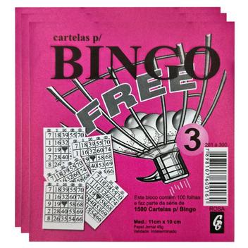 Cartela de Bingo Rosa 100 Folhas Free 15 Unidades - Cartela de Bingo ...