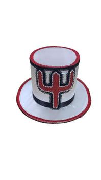 Cartola Exu Branca Alta Com Vermelho Umbanda Candomblé-Zp7 - Chapéu de ...
