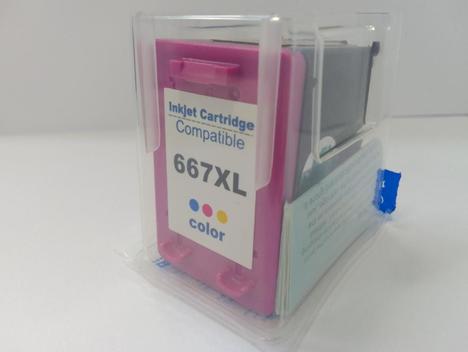 Cartucho 667xl color compativel para deskjet 2376, 2774, 2776, 6476 ...