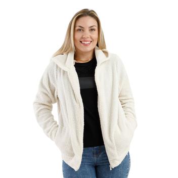Casaco Carneirinho Feminino com Bolsos e Capuz Para o Inverno 2925A ...