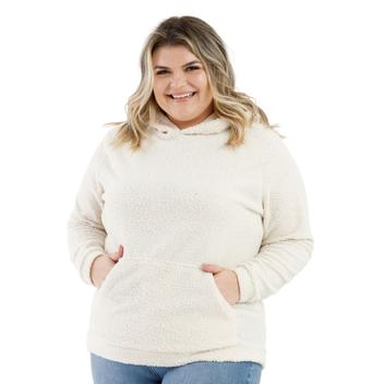 Casaco Teddy Plus Size com Capuz e Bolso Canguru Para Outono Inverno ...
