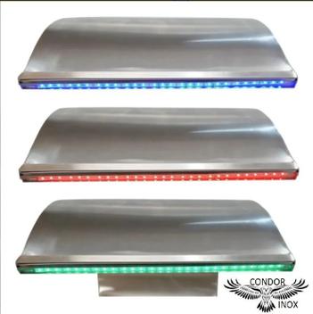 Cascata piscina inox com iluminação led rgb + comtroladora 80cm altura ...